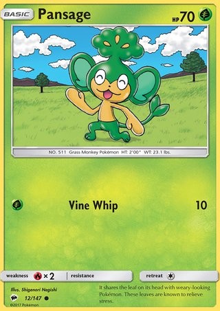 Pansage 12/147 Common Pokemon Card (Burning Shadows) — Titan Cards Ltd
