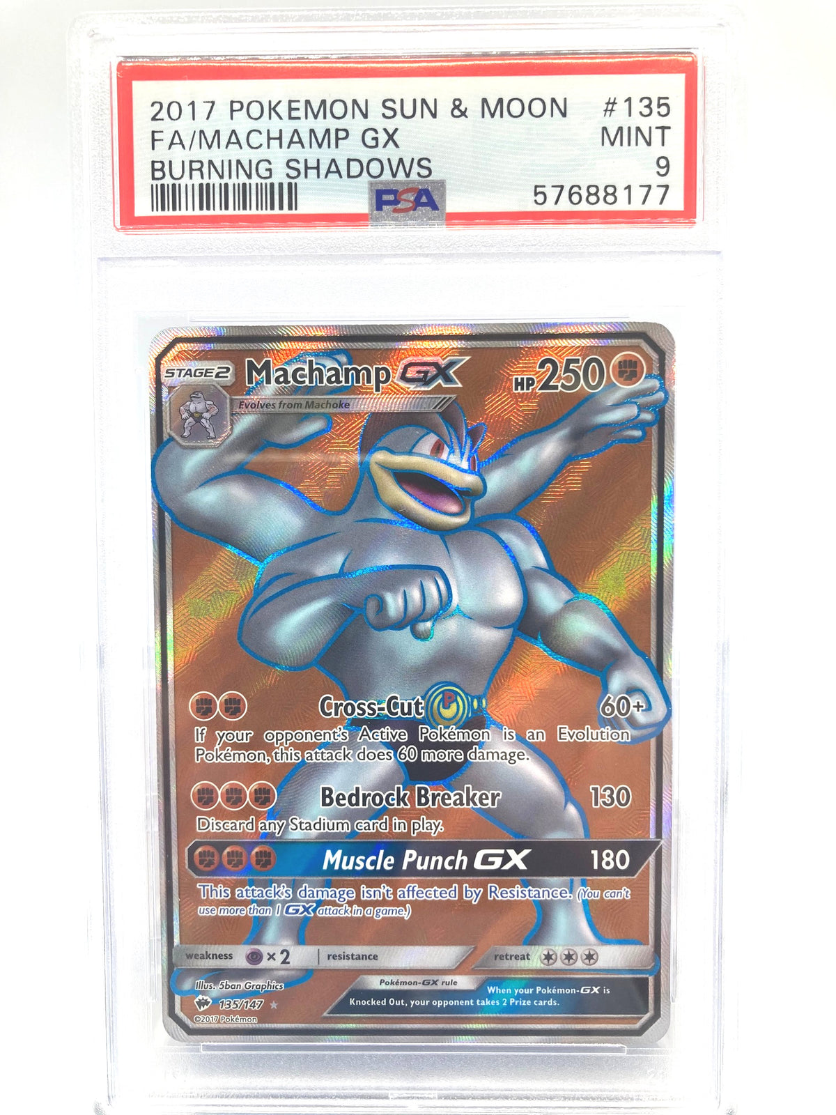 Machamp GX 135/147 PSA 9 Graded Pokemon Card (Sun & Moon Burning Shado ...