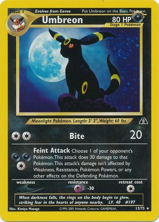 Umbreon 13/75 Rare Holo Pokemon Card (Neo Discovery) — Titan Cards Ltd