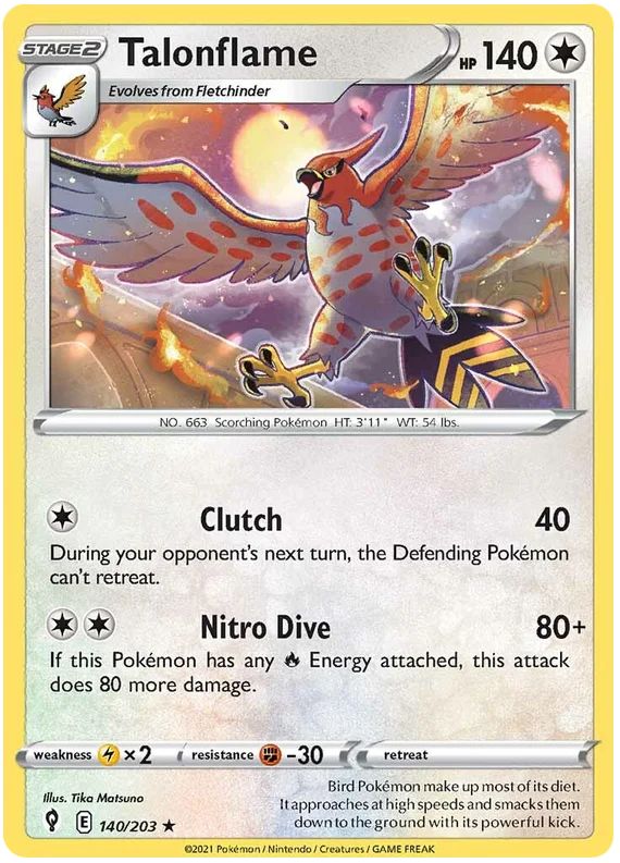 Talonflame 140/203 Rare Pokemon Card (SWSH Evolving Skies) — Titan ...
