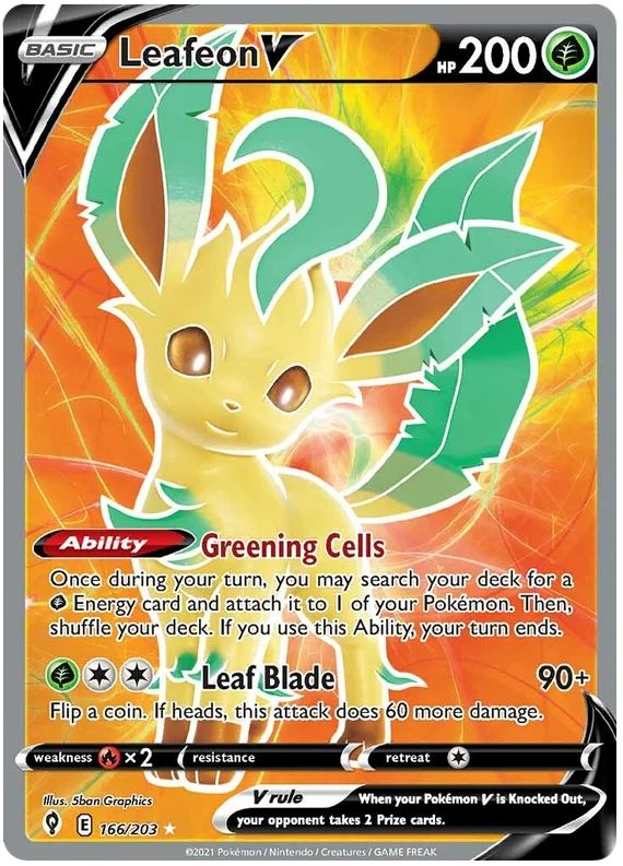 Leafeon V 166/203 Ultra Rare Pokemon Card (SWSH Evolving Skies) — Titan ...