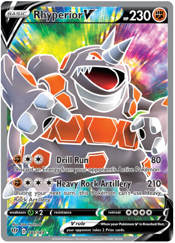 Rhyperior V 181/189 Full Art Ultra Rare Pokemon Card (Darkness Ablaze) — Titan Cards Ltd