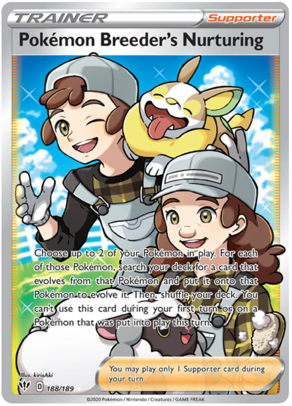 Pokemon Breeder's Nurturing 188/189 Full Art Ultra Rare Pokemon Card ...