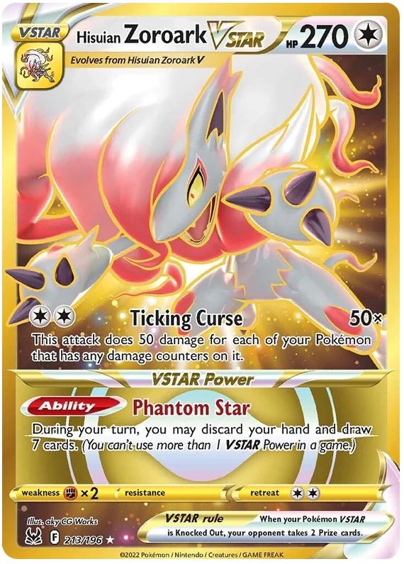 Hisuian Zoroark VSTAR 213/196 Rare Secret Pokemon Card (Sword & Shield ...