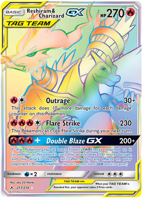 Reshiram & Charizard Tag Team GX 217/214 Secret Rare Pokemon Card (Unb ...