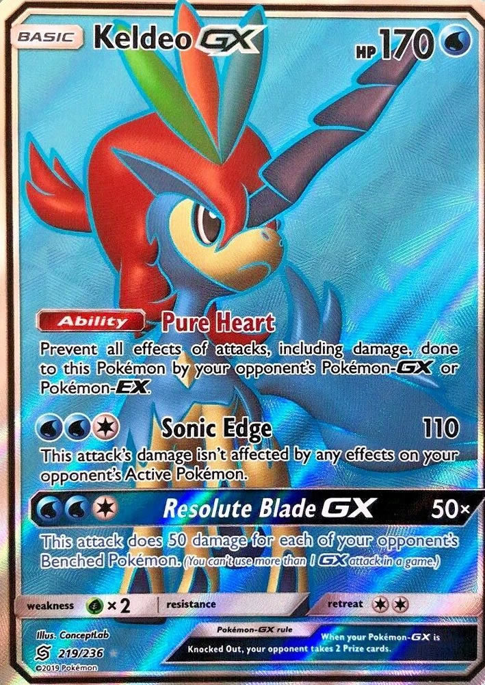 Keldeo GX 219/236 Full Art Pokemon Card (Unified Minds) — Titan Cards Ltd