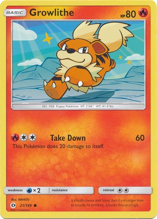 Growlithe 21/149 Common Pokemon Card (Sun & Moon Base Set) — Titan ...