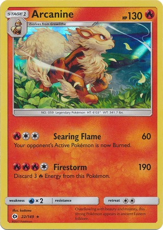 Arcanine 22/149 Rare Holo Pokemon Card (Sun & Moon Base Set) — Titan ...
