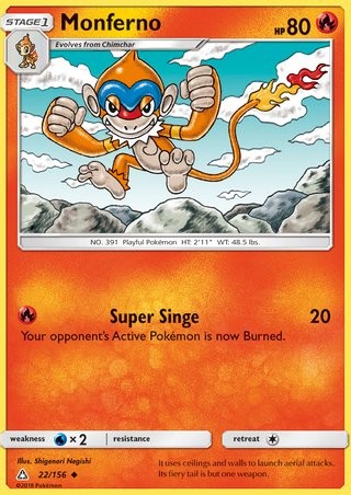Monferno 22/156 Uncommon Reverse Holo Pokemon Card (Ultra Prism ...