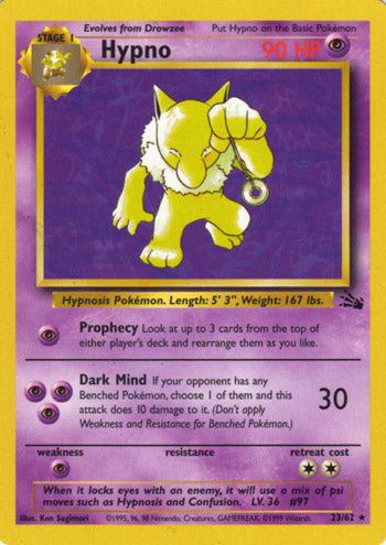 Hypno 23/62 Rare Pokemon Card (Fossil Set) — Titan Cards Ltd