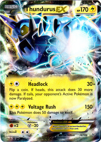 Thundurus EX 26/108 Ultra Rare Pokemon Card (XY Roaring Skies) — Titan ...
