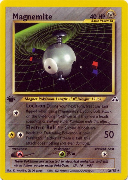 Magnemite 26/75 Rare LIGHT PLAYED Pokemon Card (Neo Discovery) — Titan ...