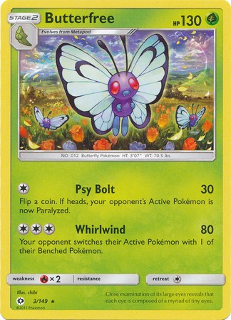 Butterfree 3/149 Rare Pokemon Card (Sun & Moon Base Set) — Titan Cards Ltd