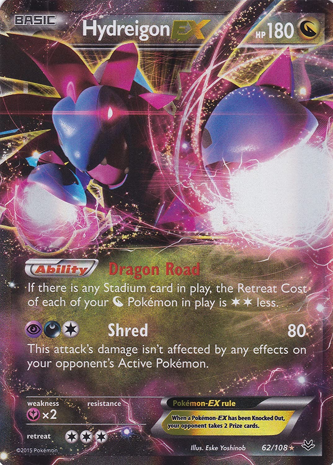 Hydreigon EX 62/108 Ultra Rare Pokemon Card (XY Roaring Skies) — Titan ...