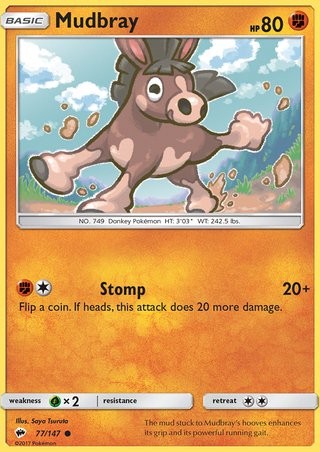 Mudbray 77/147 Common Pokemon Card (Burning Shadows) — Titan Cards Ltd