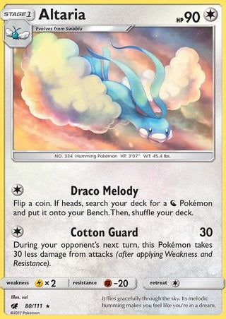 Altaria 80/111 Rare Pokemon Card (SM Crimson Invasion) — Titan Cards Ltd