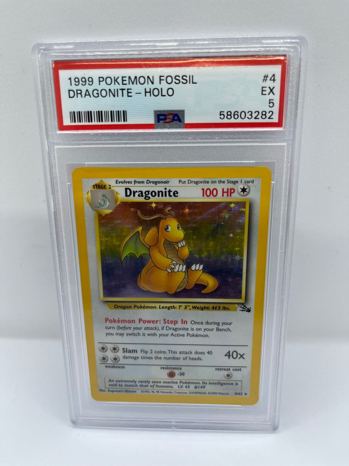 Dragonite 4/62 PSA 5 Graded Rare Pokemon Card (1999 Pokemon Fossil ...