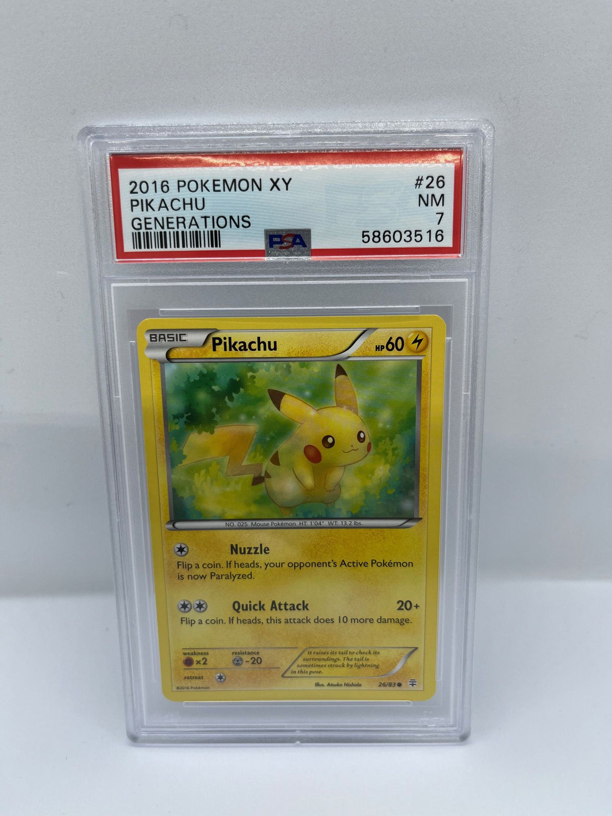 Pikachu 26/83 PSA 7 Graded Common Pokemon Card (2016 Pokemon XY ...