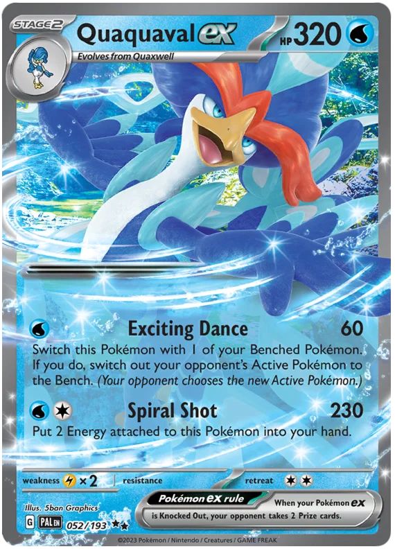 Quaquaval ex 052/193 Rare Double Pokemon Card (SV2 Paldea Evolved ...