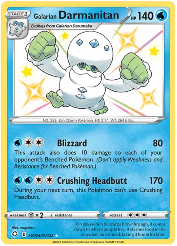 Galarian Darmanitan SV024/SV122 Shiny Rare Pokemon Card (Shining Fates ...