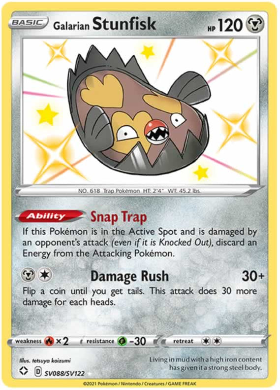 Galarian Stunfisk SV088/SV122 Shiny Rare Pokemon Card (Shining Fates ...